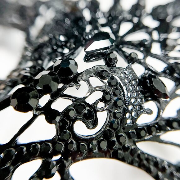 Handmade | Accessories | Masquerade Mask With Stick Black Crystal Mask ...